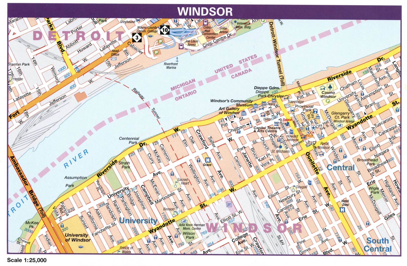 WINDSOR ONTARIO CANADA MAP GLOSSY POSTER PICTURE PHOTO PRINT BANNER ...