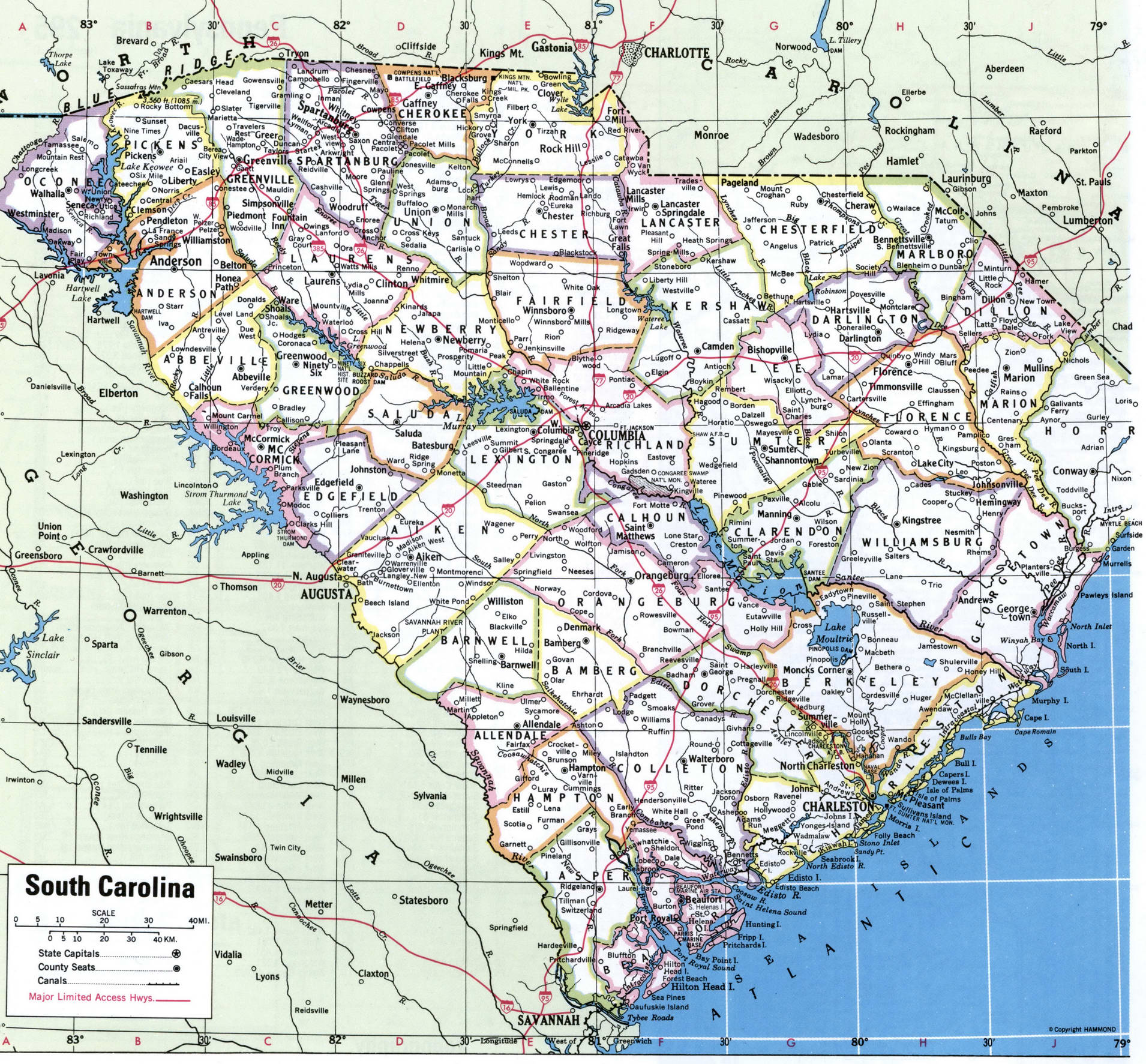 South Carolina Sc Counties Map Glossy Poster Picture Photo Print Banne ...