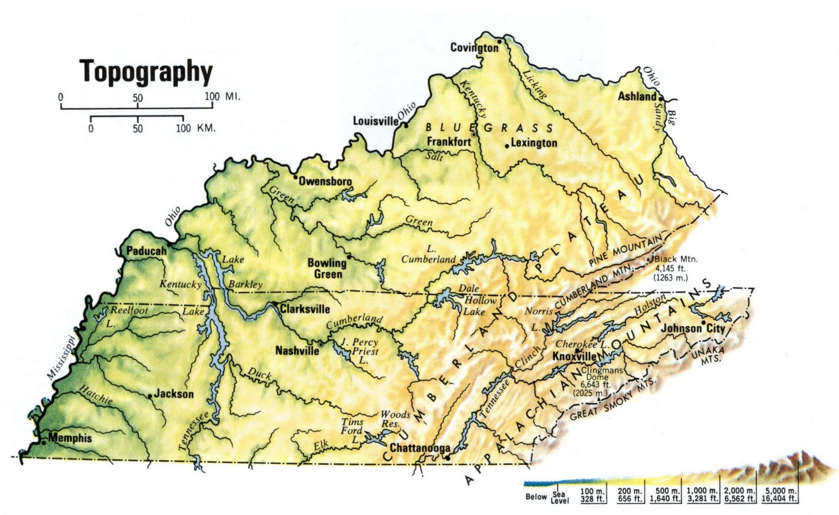 Tennessee Topography Map Glossy Poster Picture Photo Print Banner Conv ...