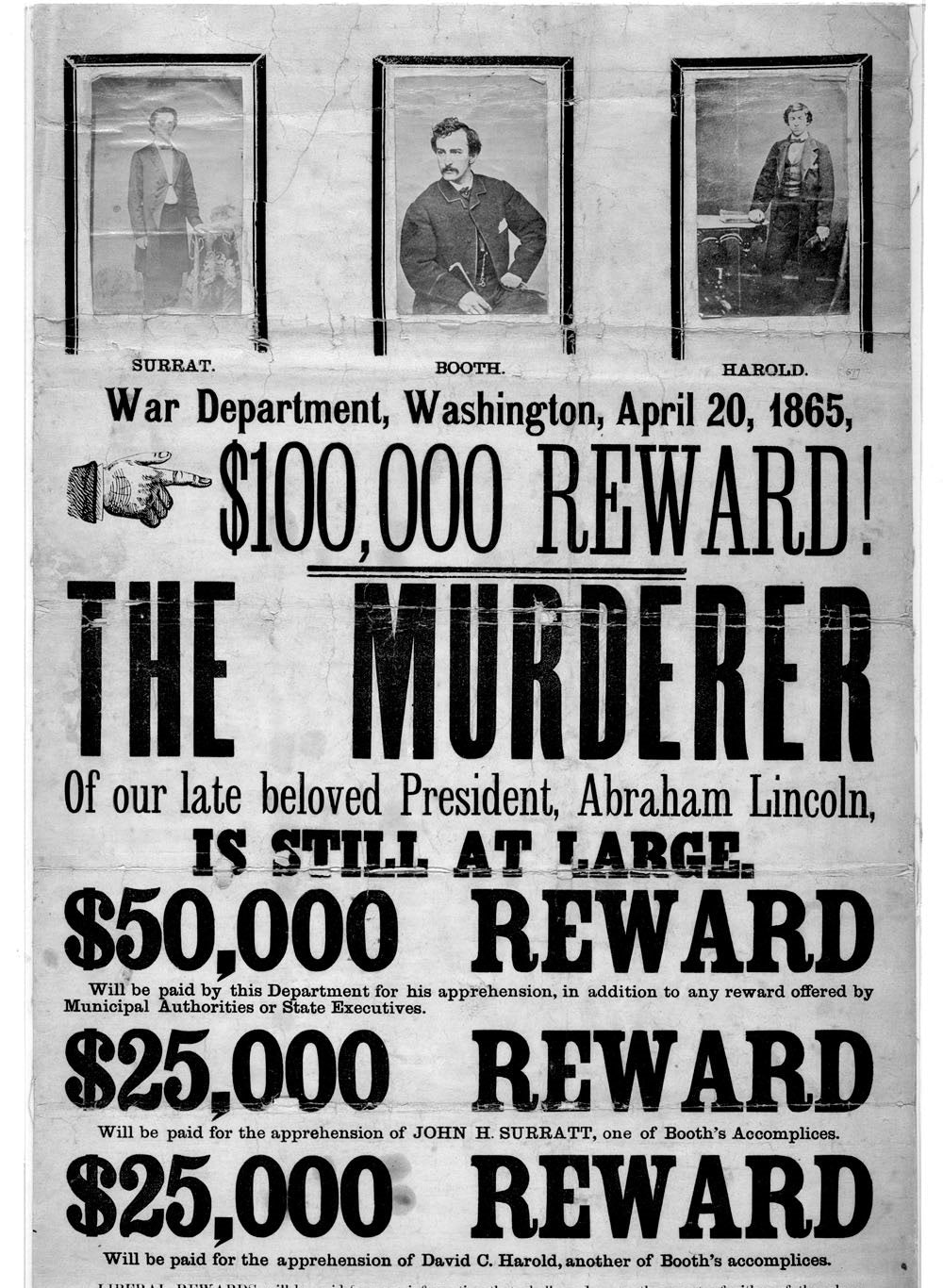 John Wilkes Booth Wanted Poster Glossy Poster Picture Photo Print Bann ...