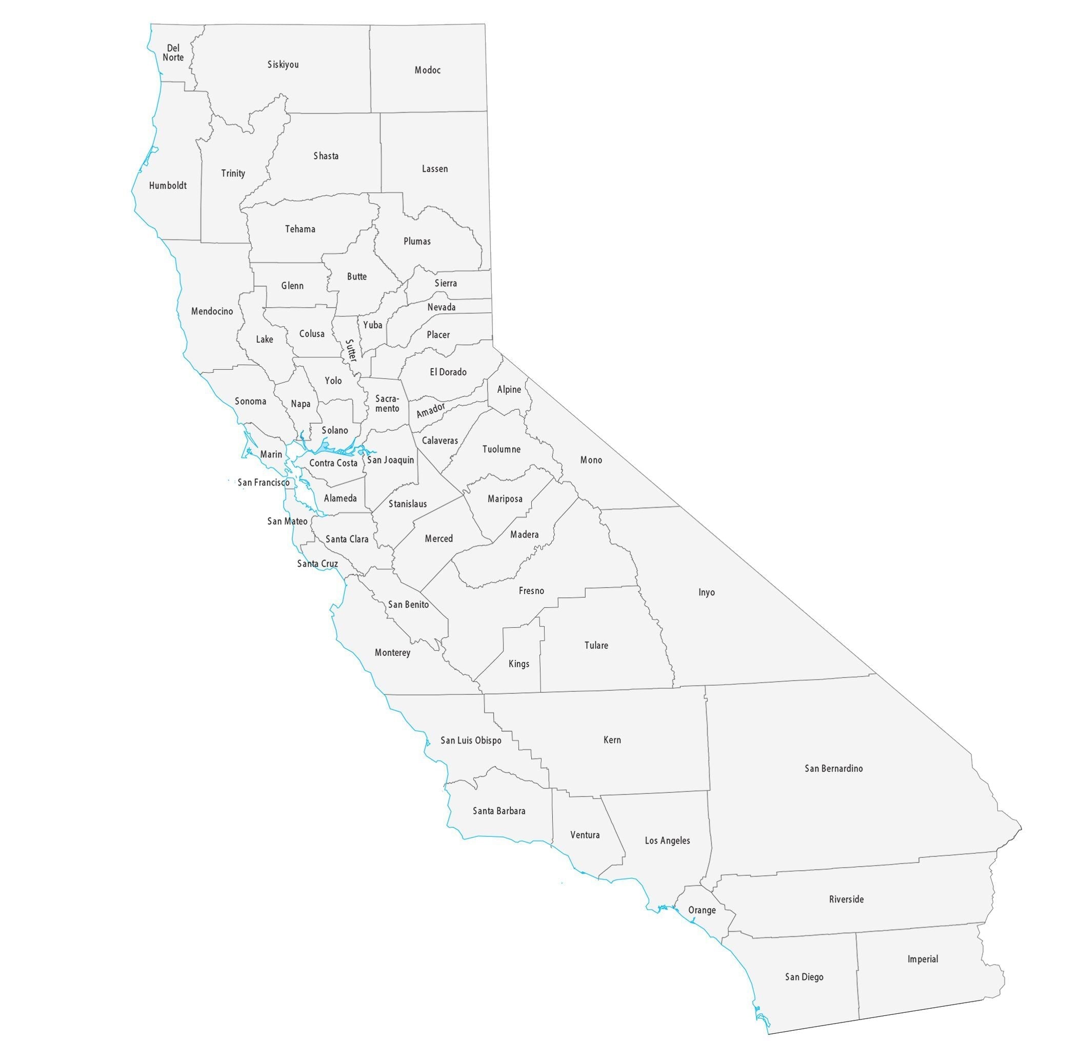 California County Map Glossy Poster Picture Photo Print Banner Convers ...
