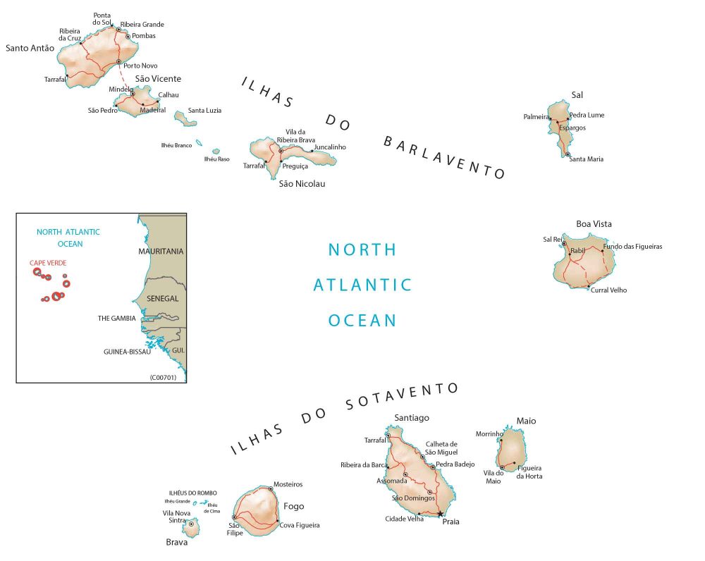 Cape Verde Physical Map Glossy Poster Picture Photo Print Banner Conve ...